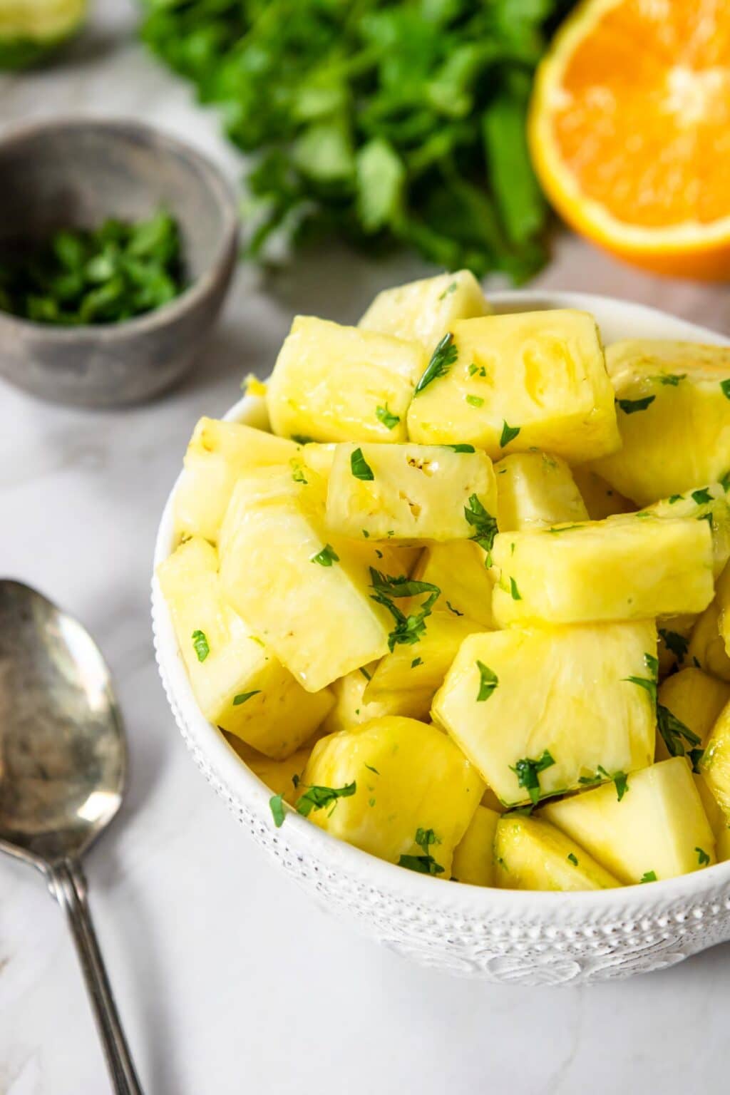 Fresh Pineapple with Citrus Cilantro Glaze - Mom's Dinner