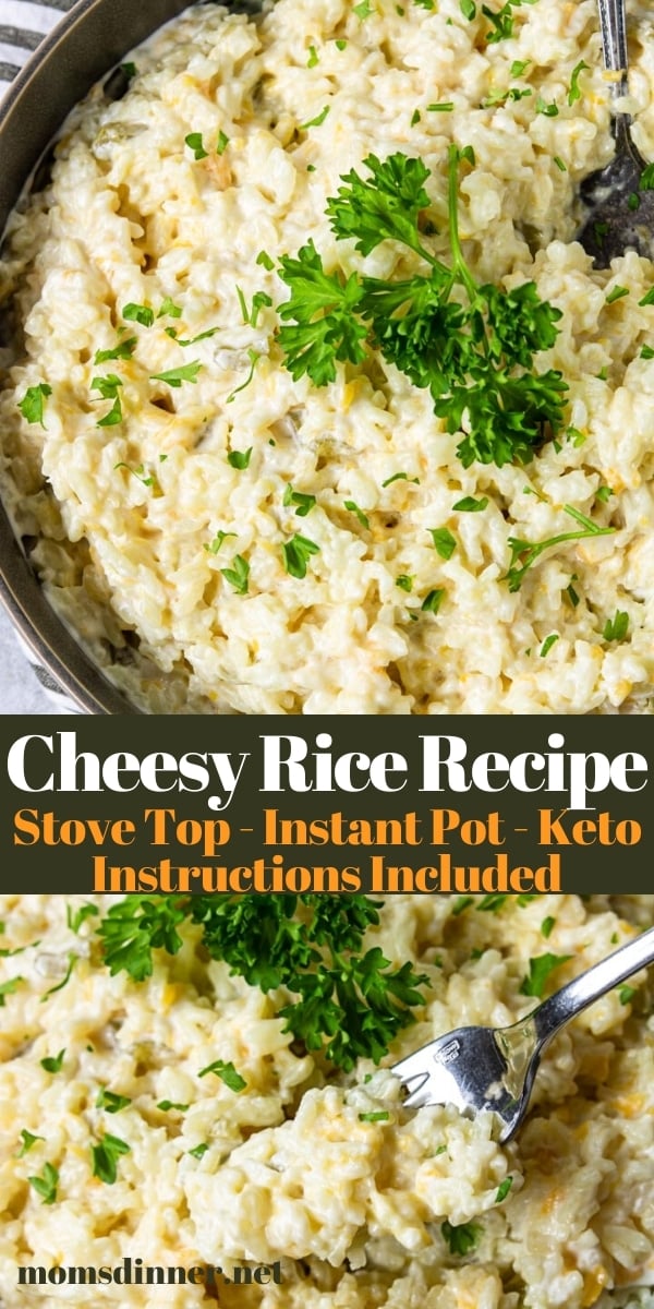 Simply Cheesy Rice Recipe (Stove Top, Instant Pot, and Keto)