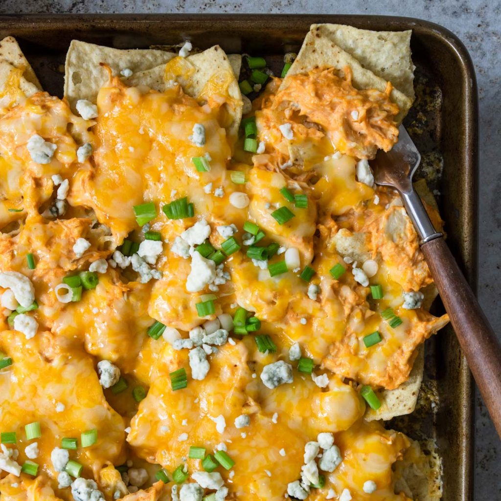 The BEST Buffalo Chicken Nachos - Mom's Dinner