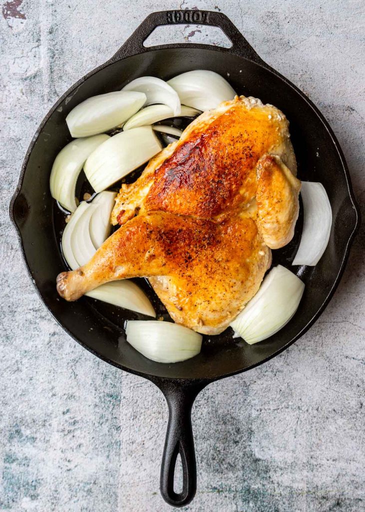 Cast Iron Roasted Half Chicken | Video tutorial included!