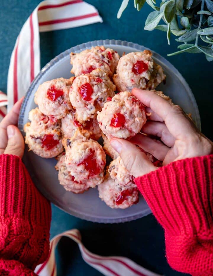 Bite Sized Cherry Macaroons Cookies