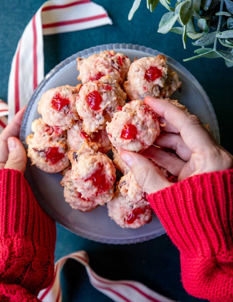 Bite Sized Cherry Macaroons Cookies