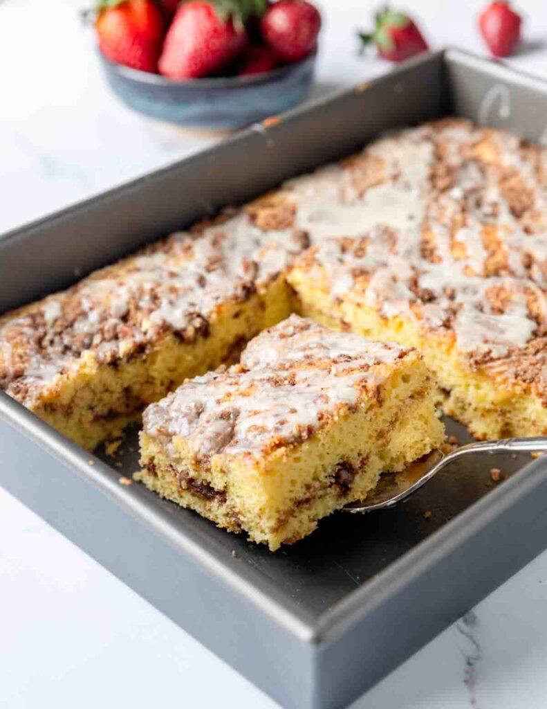 Old Fashioned Cake Mix Coffee Cake with Vanilla Glaze + Video
